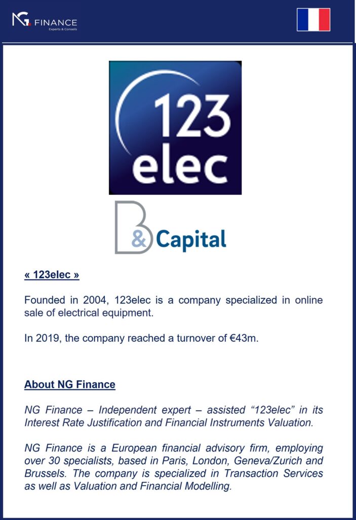 NG Finance a assisté la société "123elec" dans sa valorisation d ...