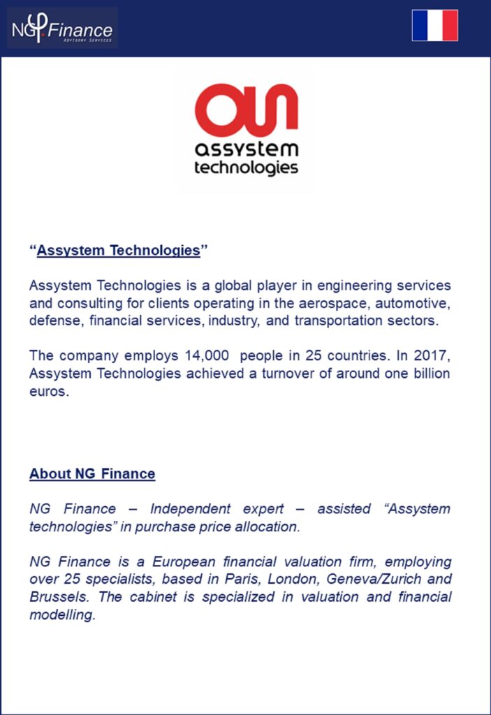 Assystem technologies - NG Finance a accompagné la société Assystem technologies dans l ...